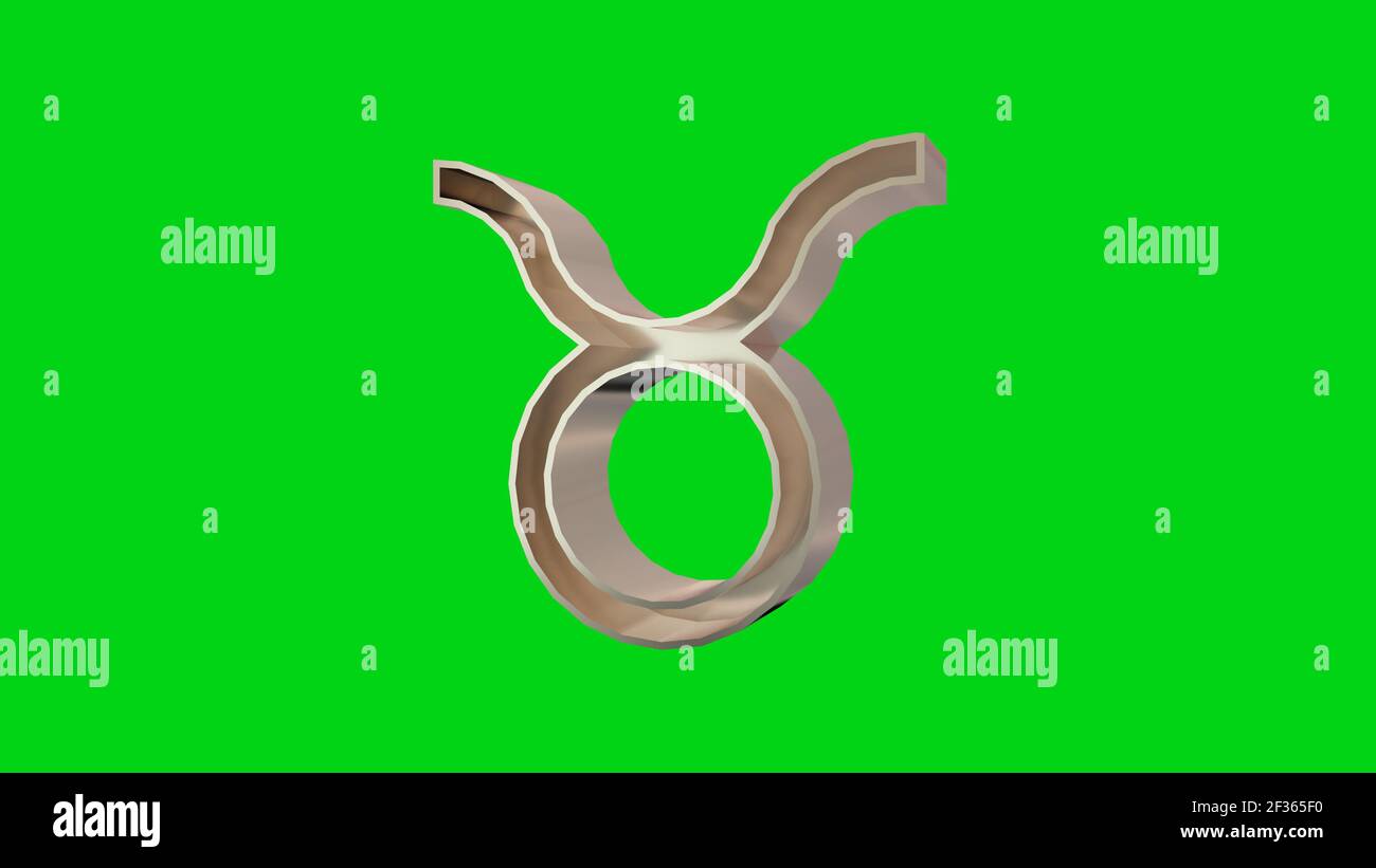Golden Taurus. Bull Astrological Zodiac sign on a green screen. 3d ...
