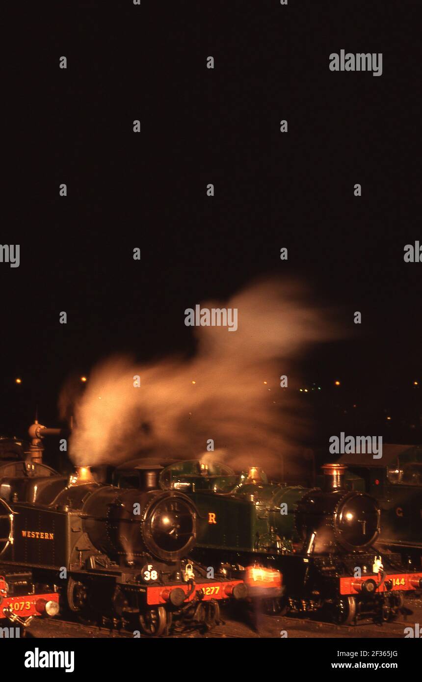 Steam engines at night Stock Photo - Alamy