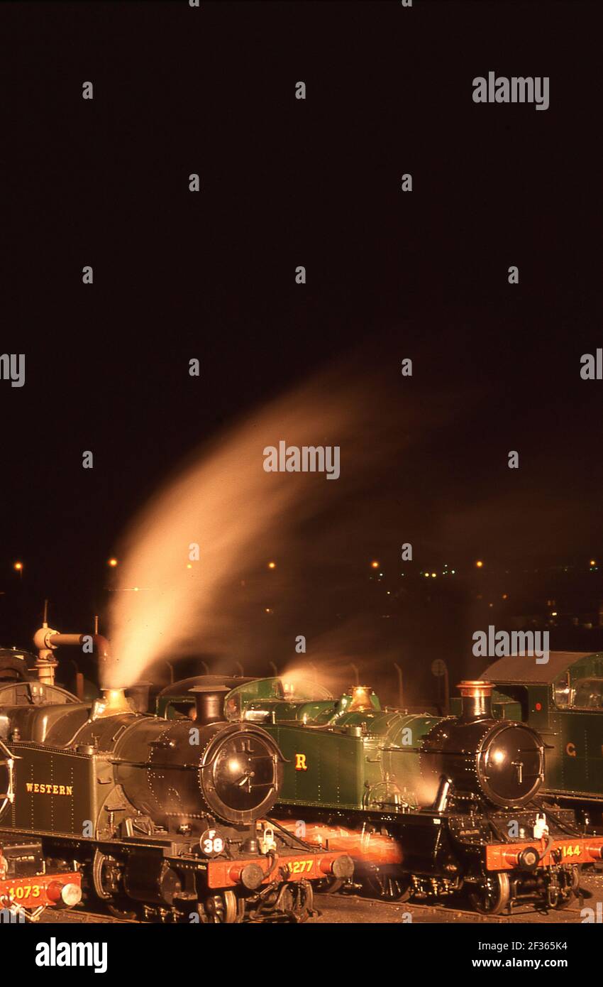 Steam engines at night Stock Photo - Alamy