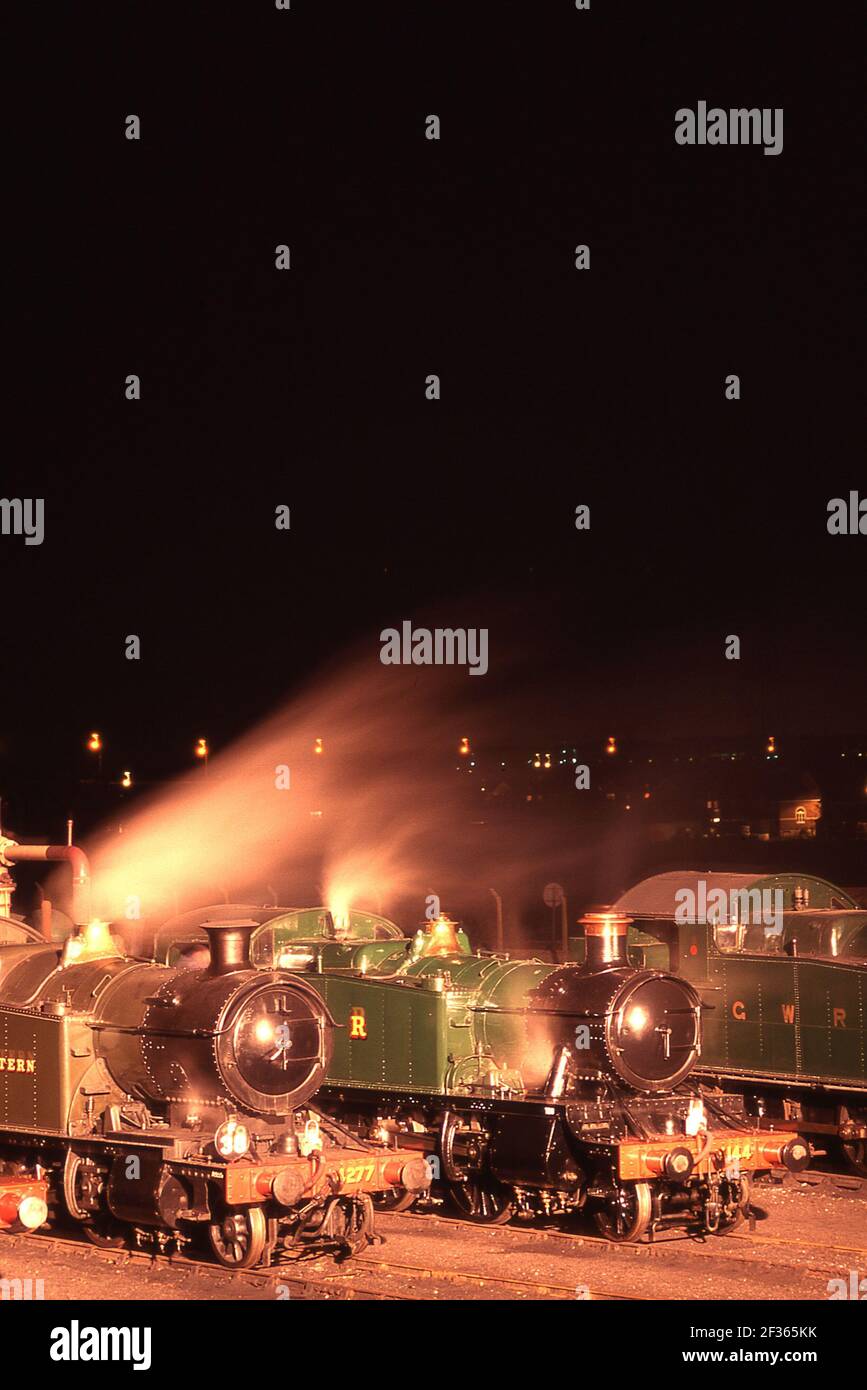 Steam engines at night Stock Photo - Alamy