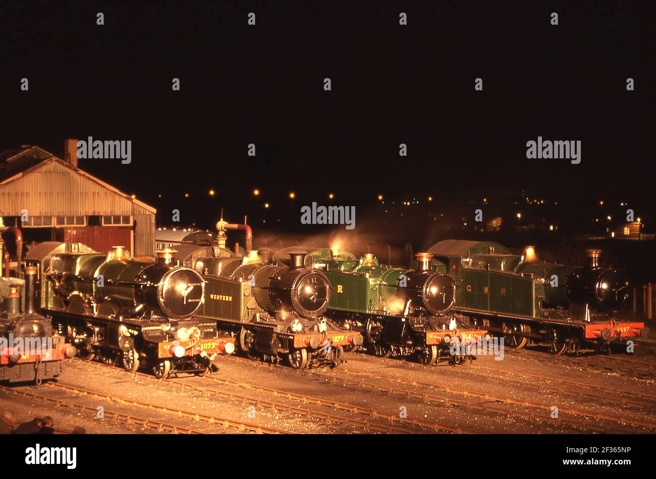 Steam engines at night Stock Photo - Alamy