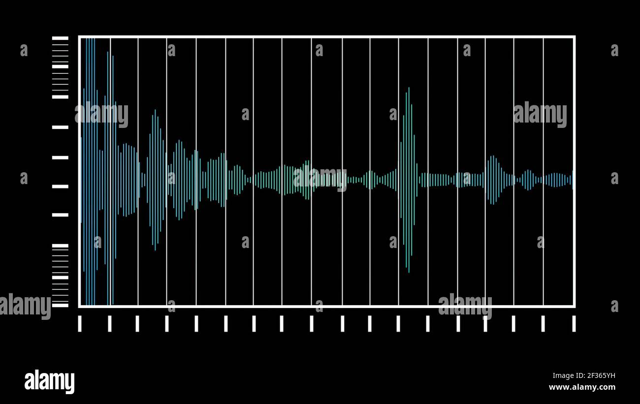 3D illustration - computer generated equalizer bars in waveform audio ...