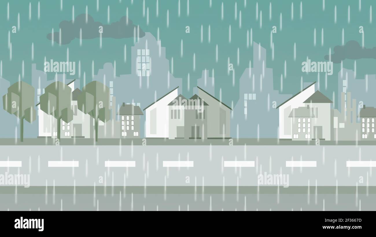 3D illustration - The city during the rainy day Stock Photo - Alamy