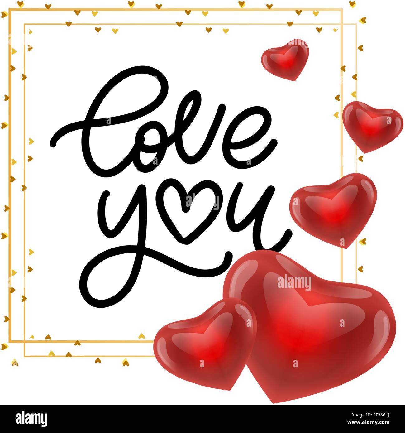 I love you. I heart you. Valentines day greeting card with calligraphy ...
