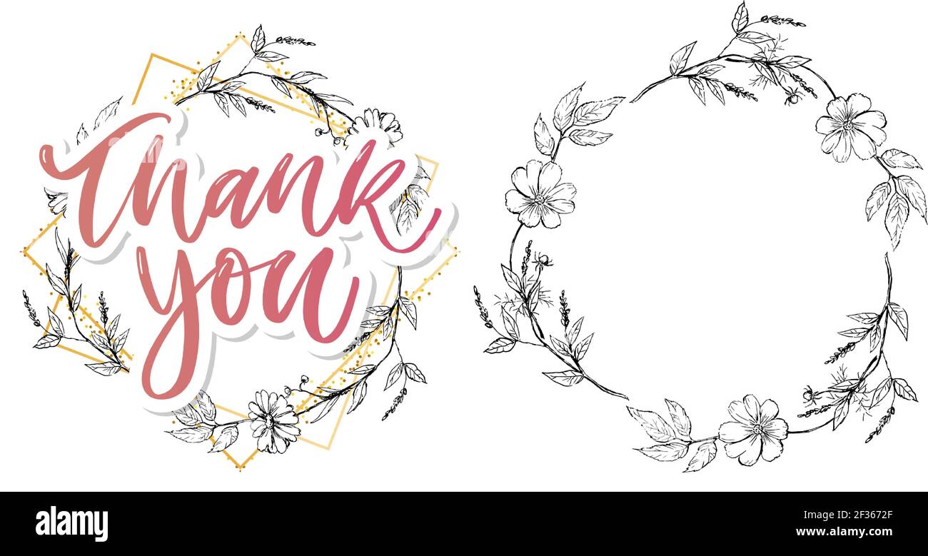 Cute Thank You Script Card Stock Vector Image & Art - Alamy