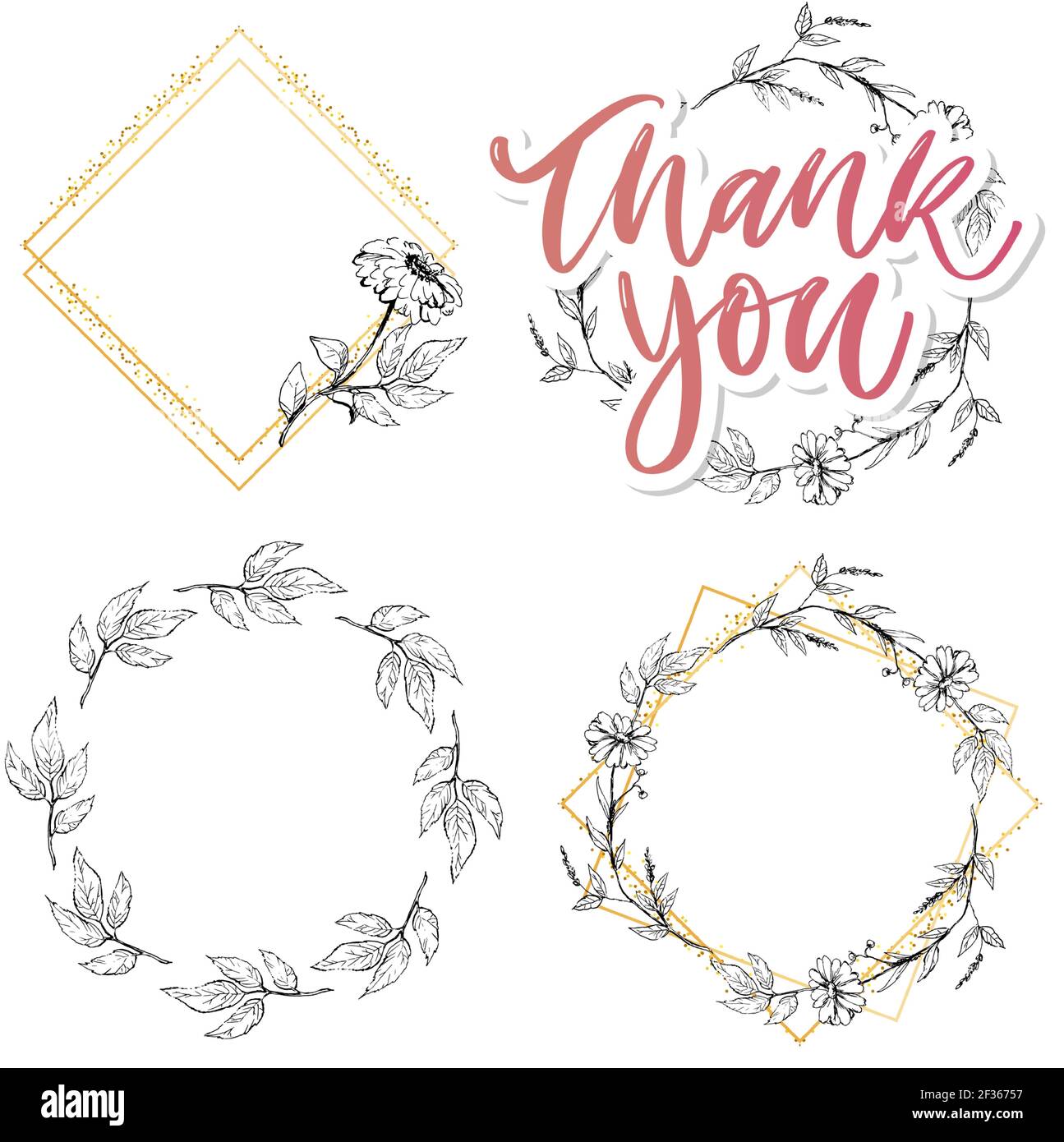 Cute Thank You Script Card Stock Vector Image & Art - Alamy