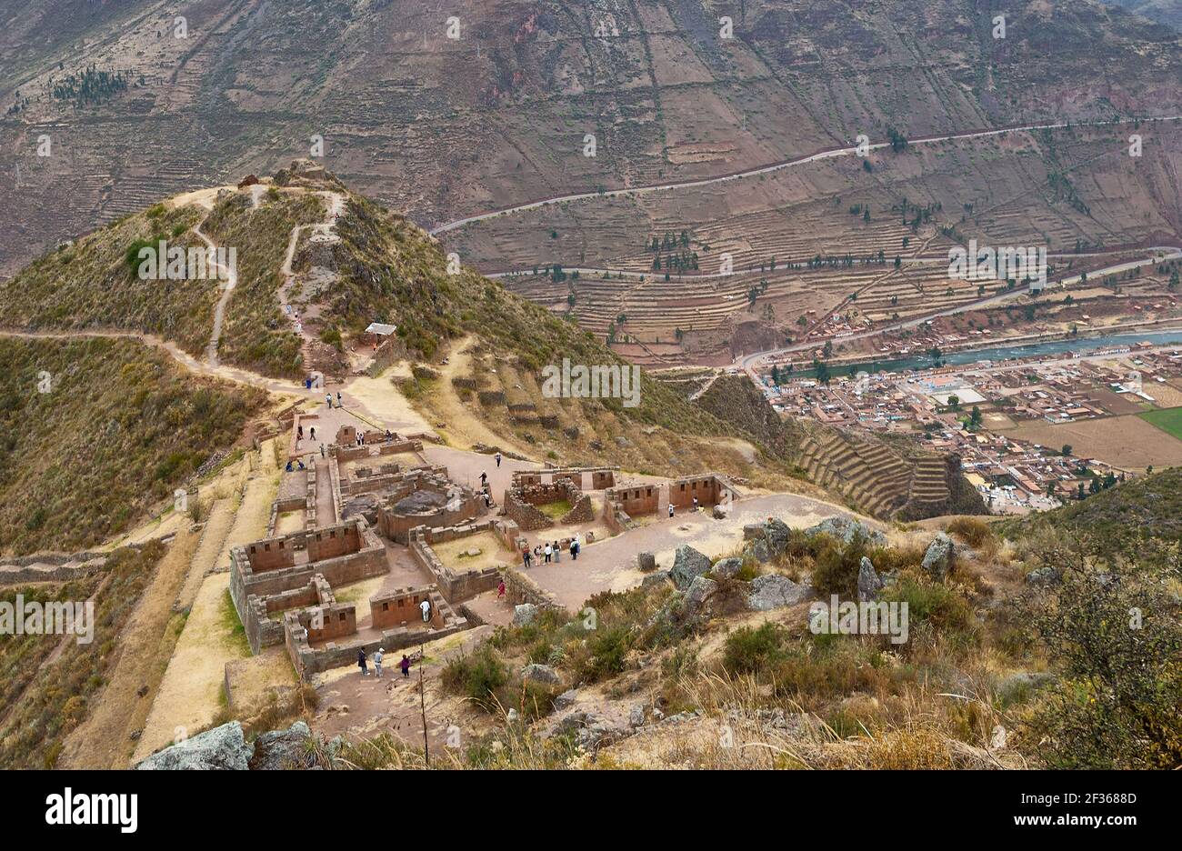 Ruins of the old Inca town Pisac, holy area Inti Huatana, PERUVIAN ...