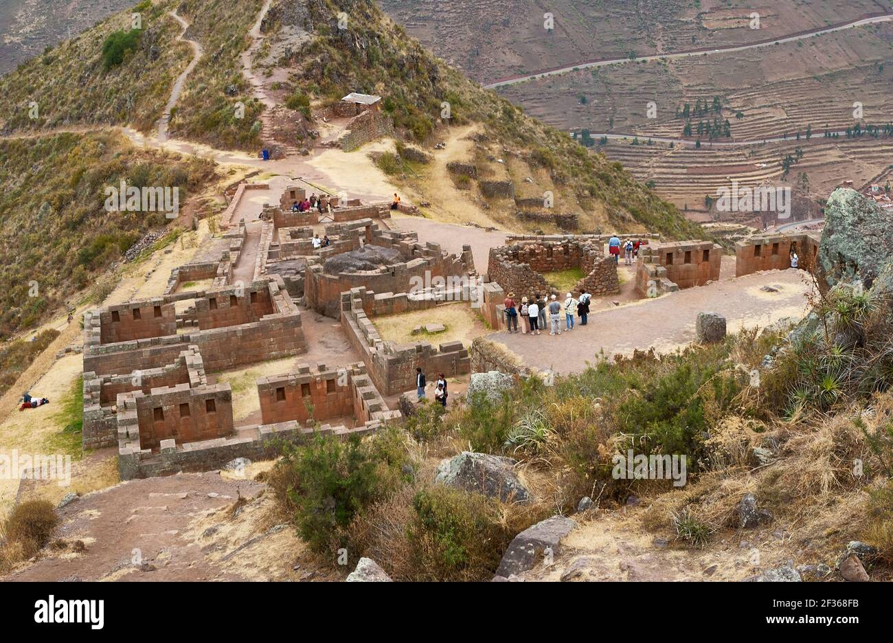 Ruins of the old Inca town Pisac, holy area Inti Huatana, PERUVIAN ...