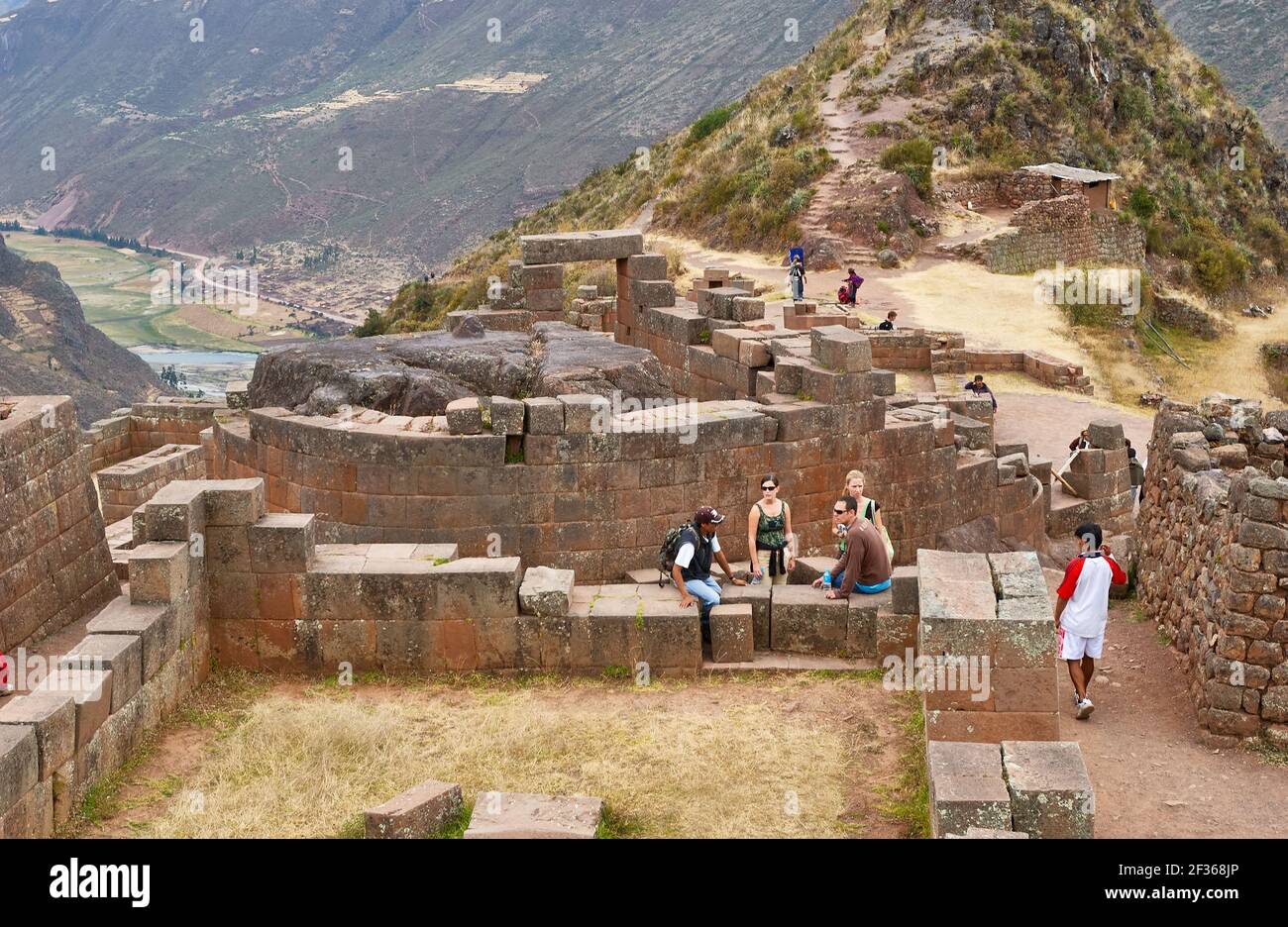 Ruins of the old Inca town Pisac, holy area Inti Huatana, PERUVIAN ...