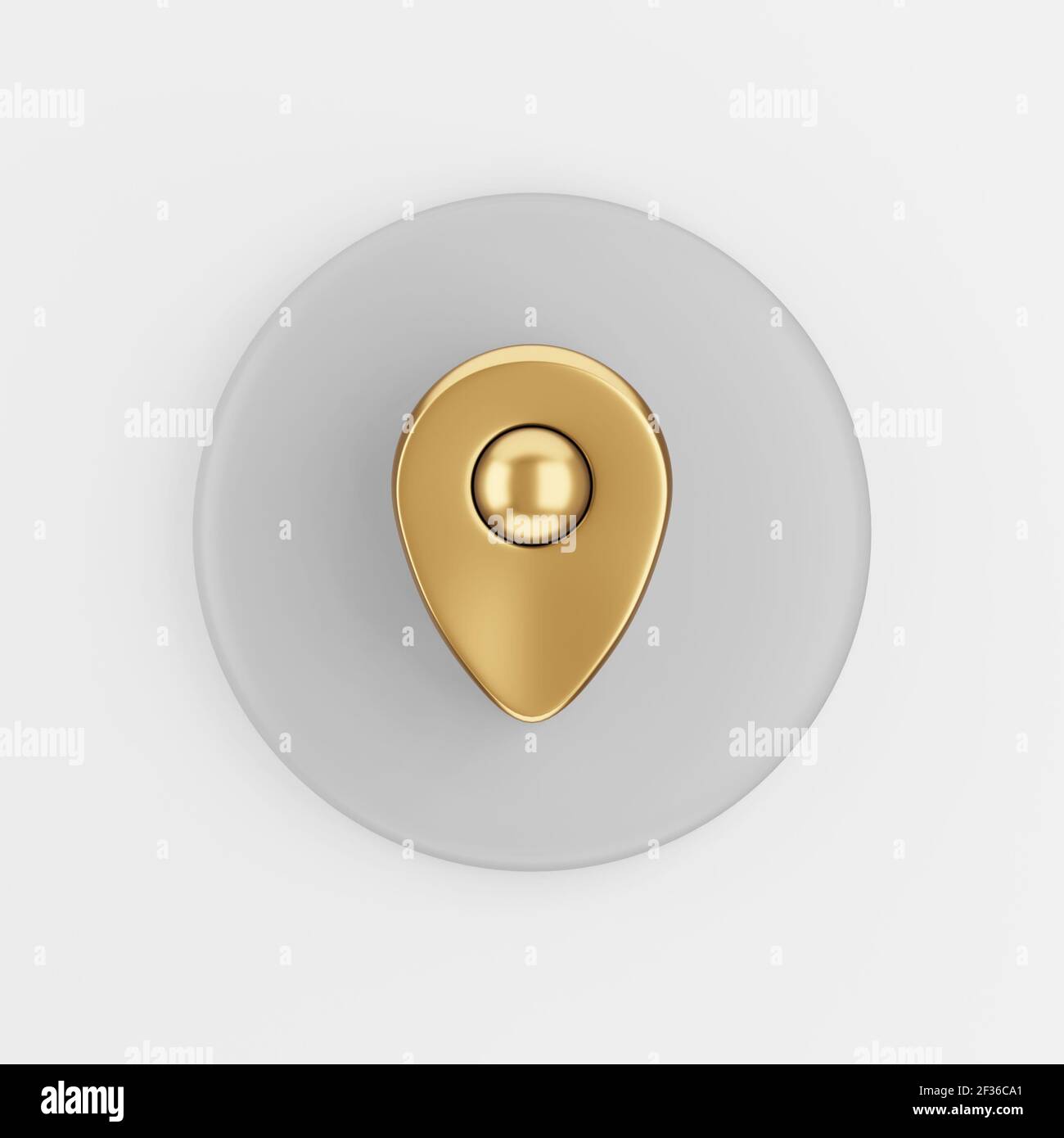 Location gold symbol icon. 3d rendering gray round key button, interface ui ux element Stock ...