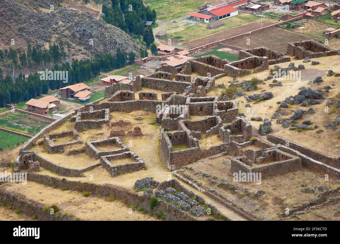Ruins of the old Inca town Pisac, PERUVIAN HIGHLANDS, TERRACED ...