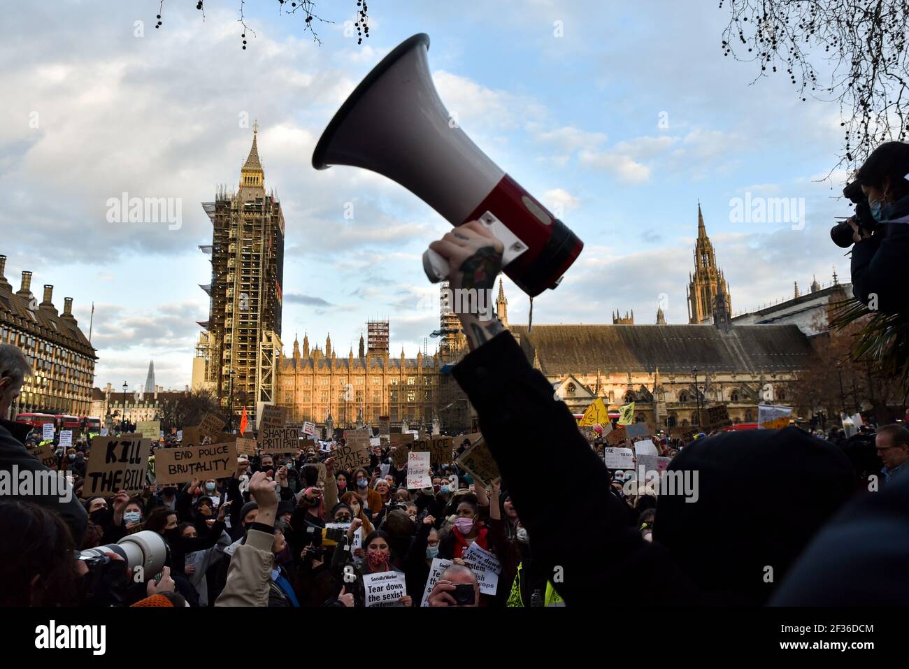 Parliament Square, London, UK. 15th Mar 2021. Protest in Parliament ...