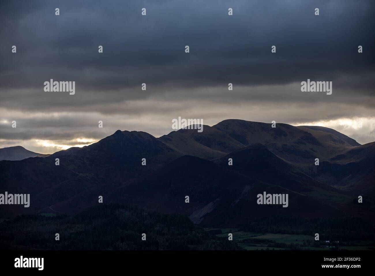 The view of the surrounding mountains seen from Keswick in the Lake ...