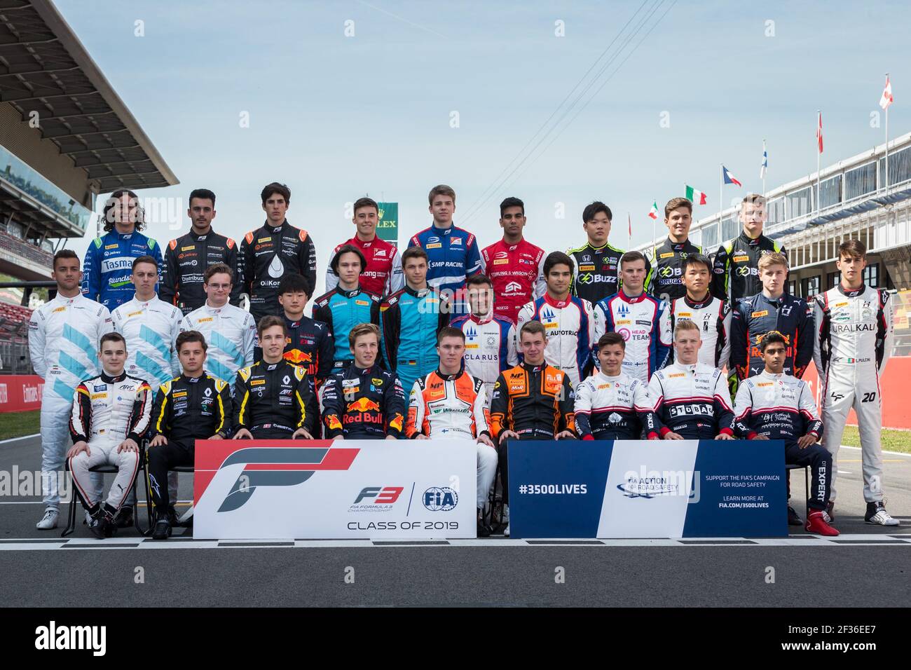 Formula 3 drivers during 2019 FIA Formula 3 championship in Spain at ...