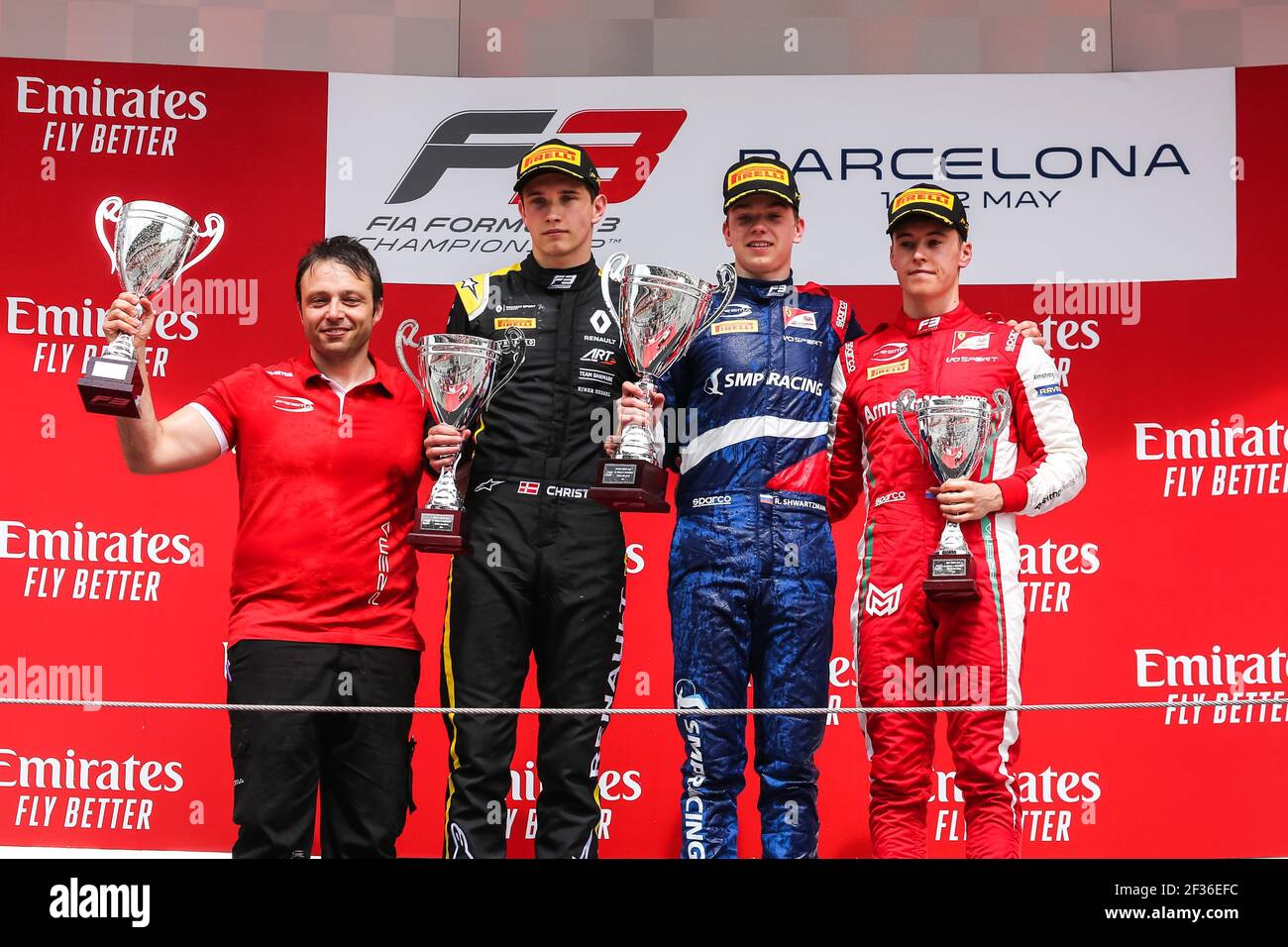 SHWARTZMAN Robert, Prema Racing, portrait, podium with LUNDGAARD ...