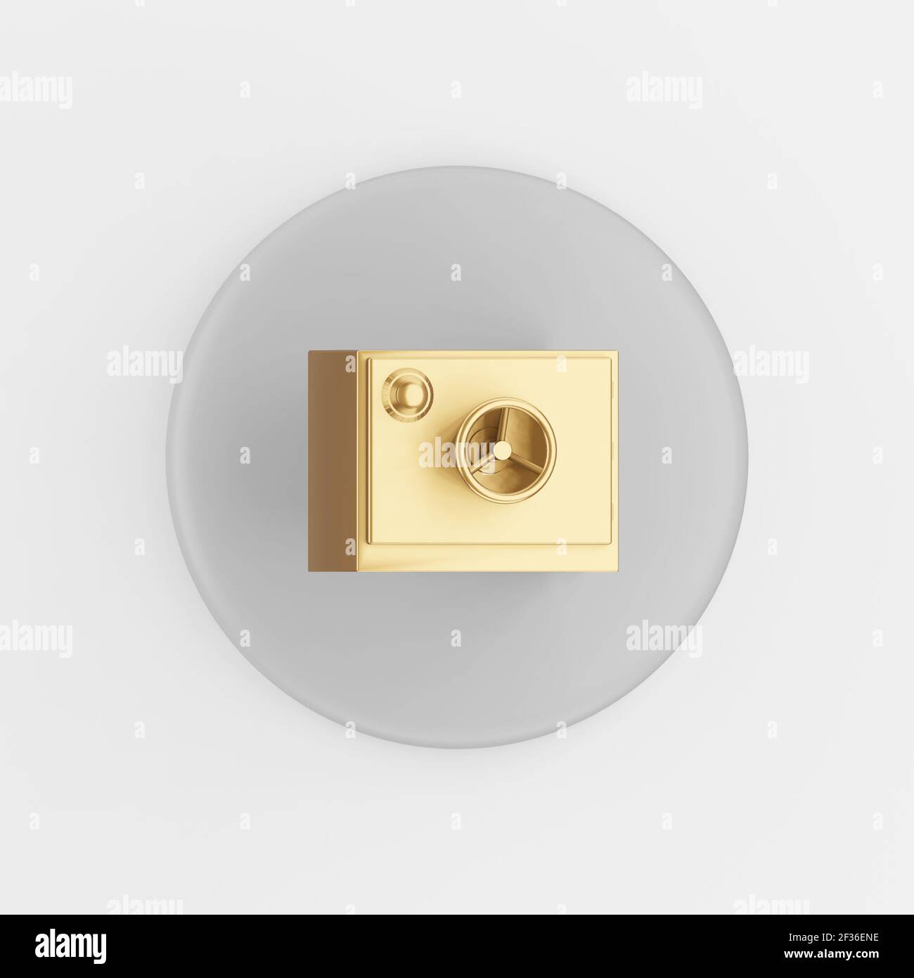 Gold safe icon. 3d rendering gray round key button, interface ui ux element Stock Photo - Alamy