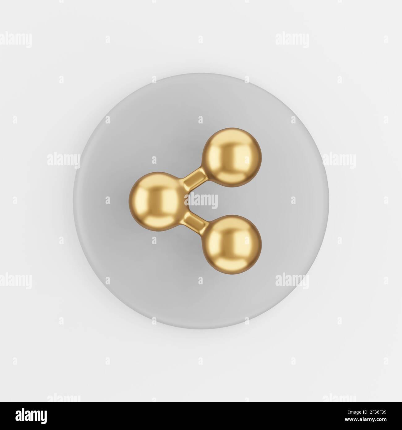 Gold share icon. 3d rendering gray round key button, interface ui ux element Stock Photo - Alamy