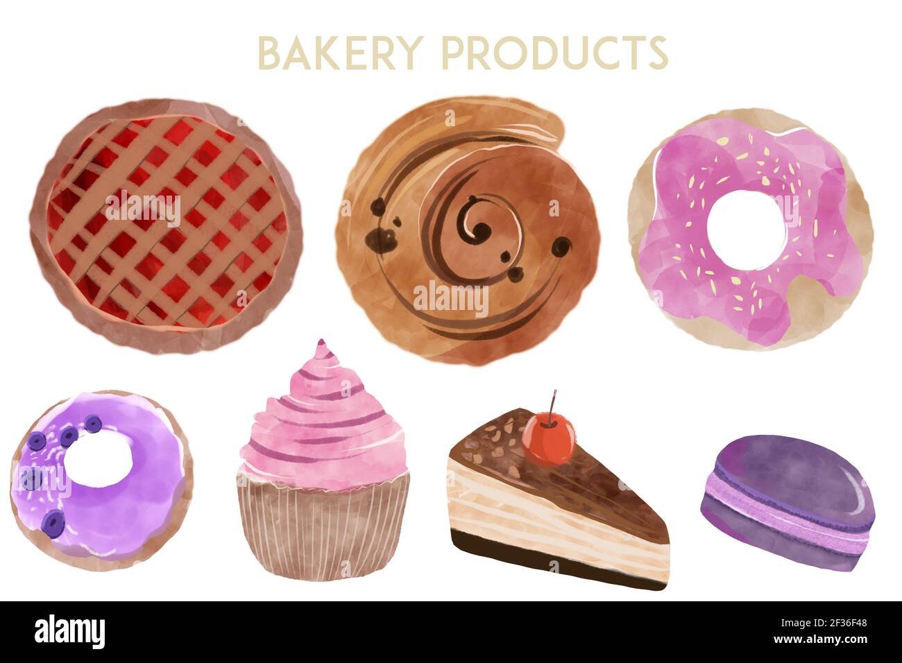 Doodle bakery tasty collection with hand drawn realistic graphic. Set ...