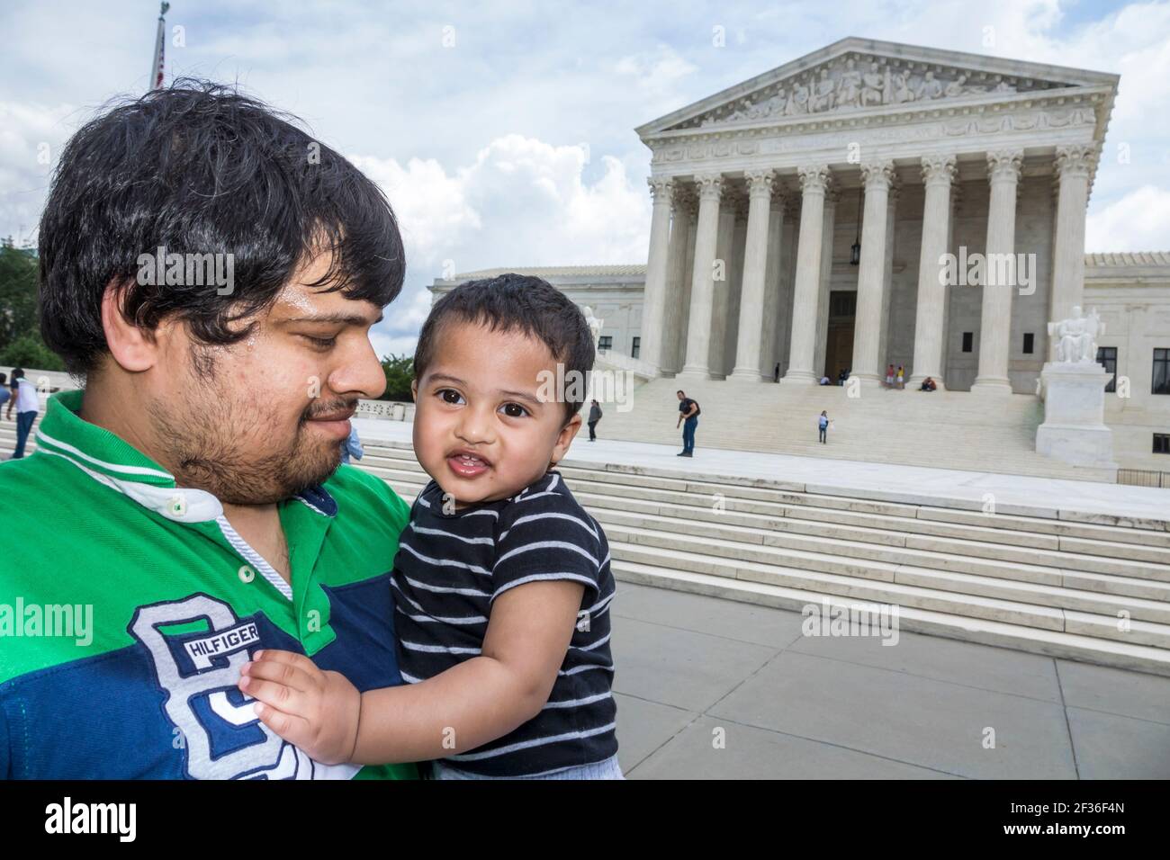 Washington DC,Supreme Court Building front entrance,Asian man child boy ...