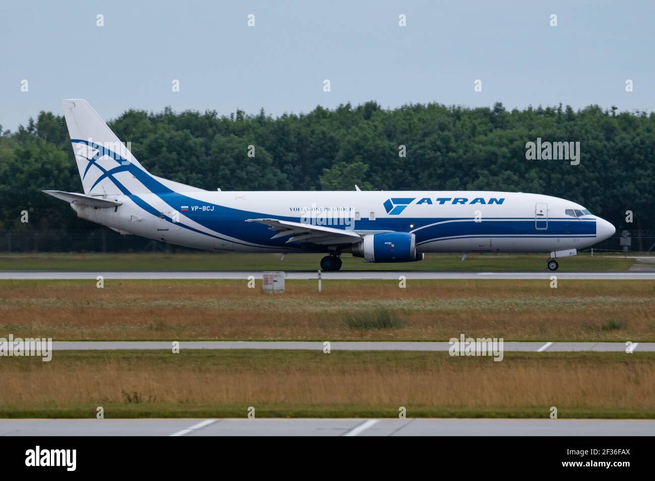 Volga-Dnepr ATRAN Boeing 737-400 VP-BCJ cargo plane departure and take ...