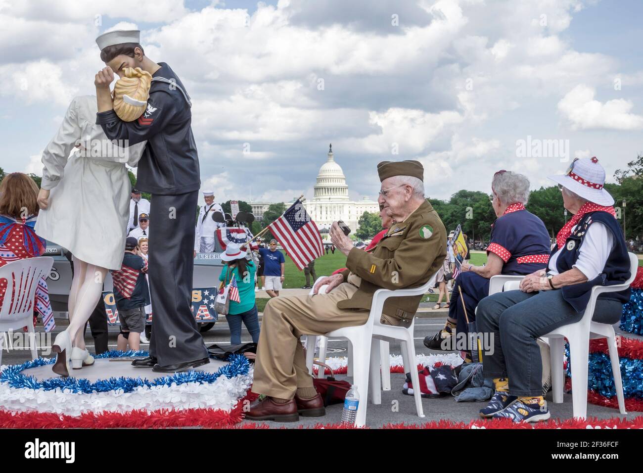 Washington DC,National Memorial Day Parade,World War II WWII float V-J ...