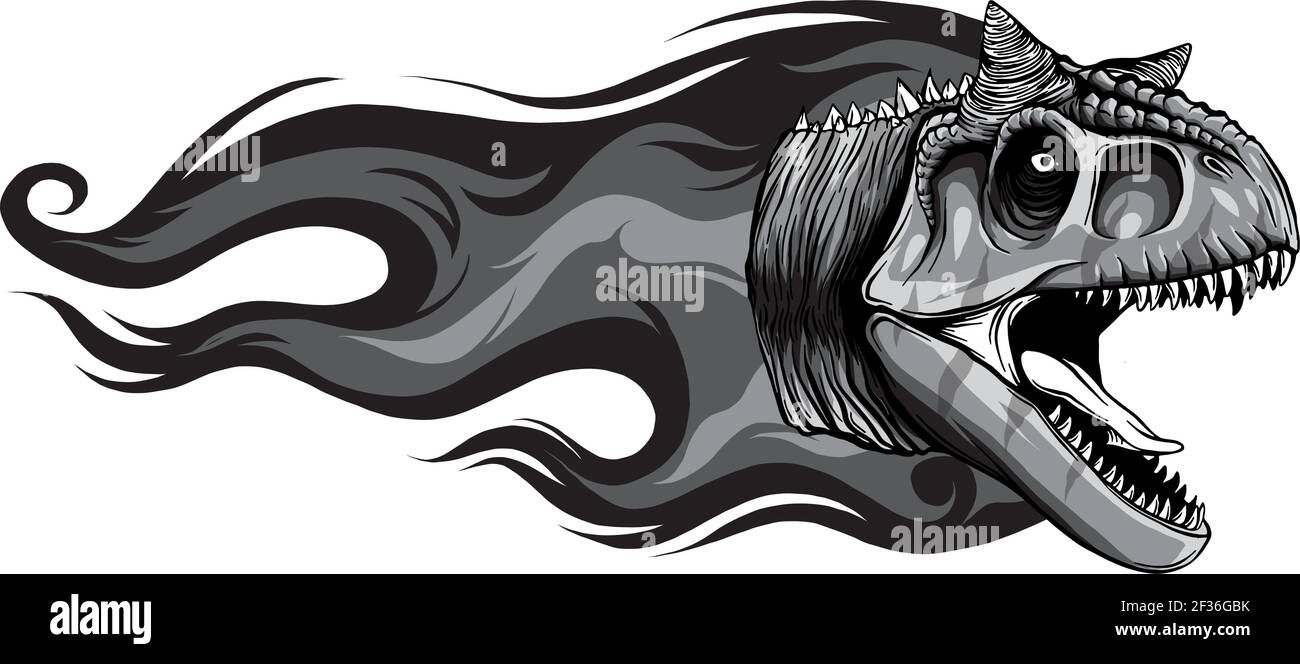 monochromatic dinosaurus carnosaur head art vector illustration design ...