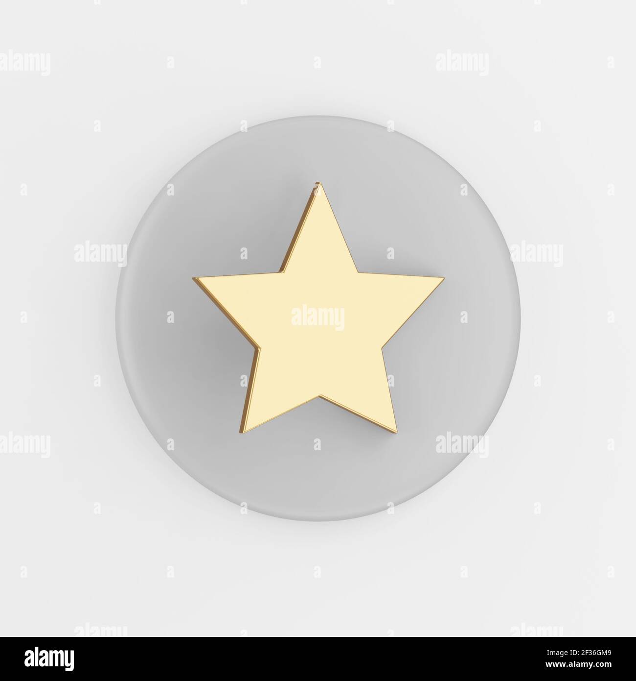 Gold star icon in flat style. 3d rendering gray round key button, interface ui ux element Stock ...