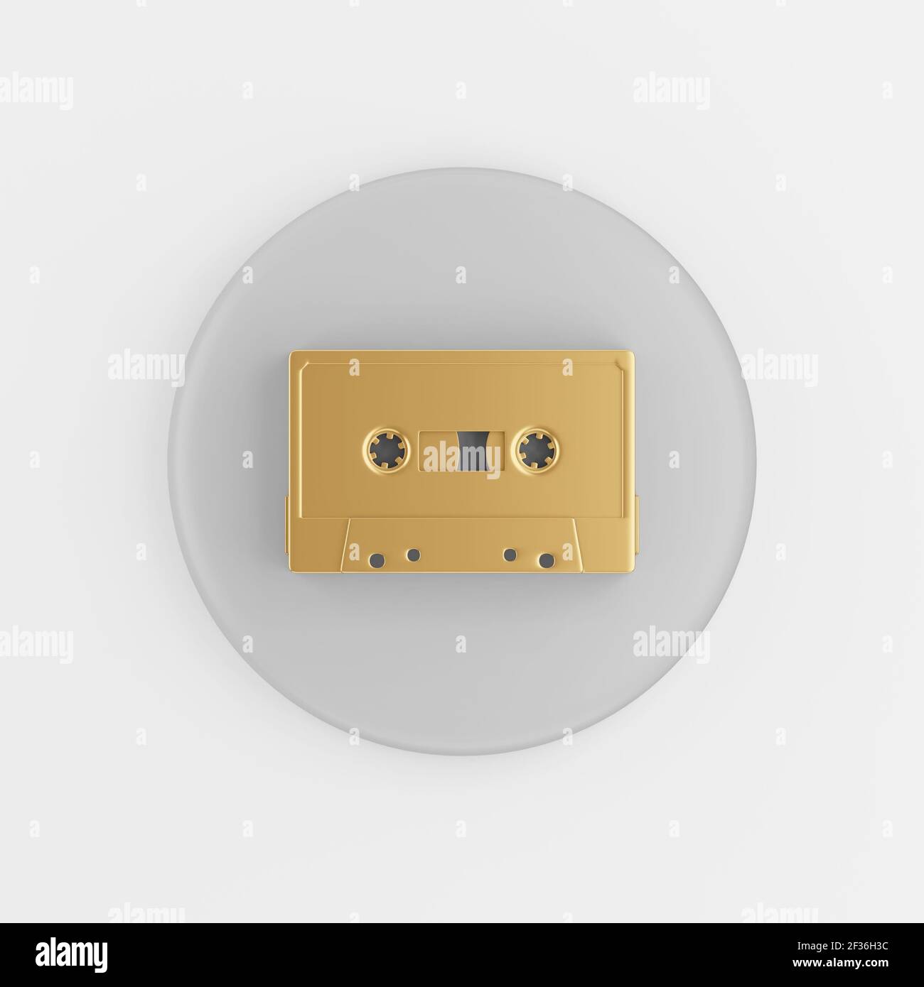 Golden cassette icon. 3d rendering gray round key button, interface ui ux element Stock Photo ...