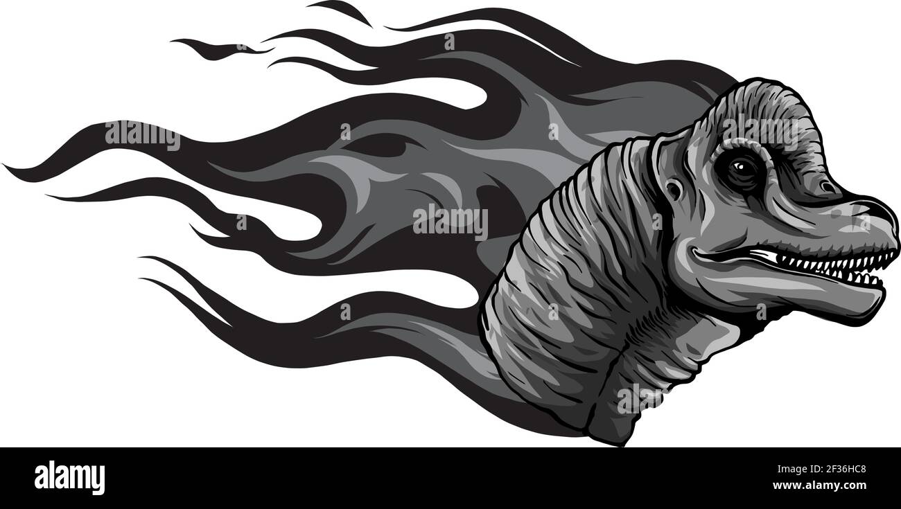 monochromatic dinosaurus brachiosaurus head art vector illustration ...