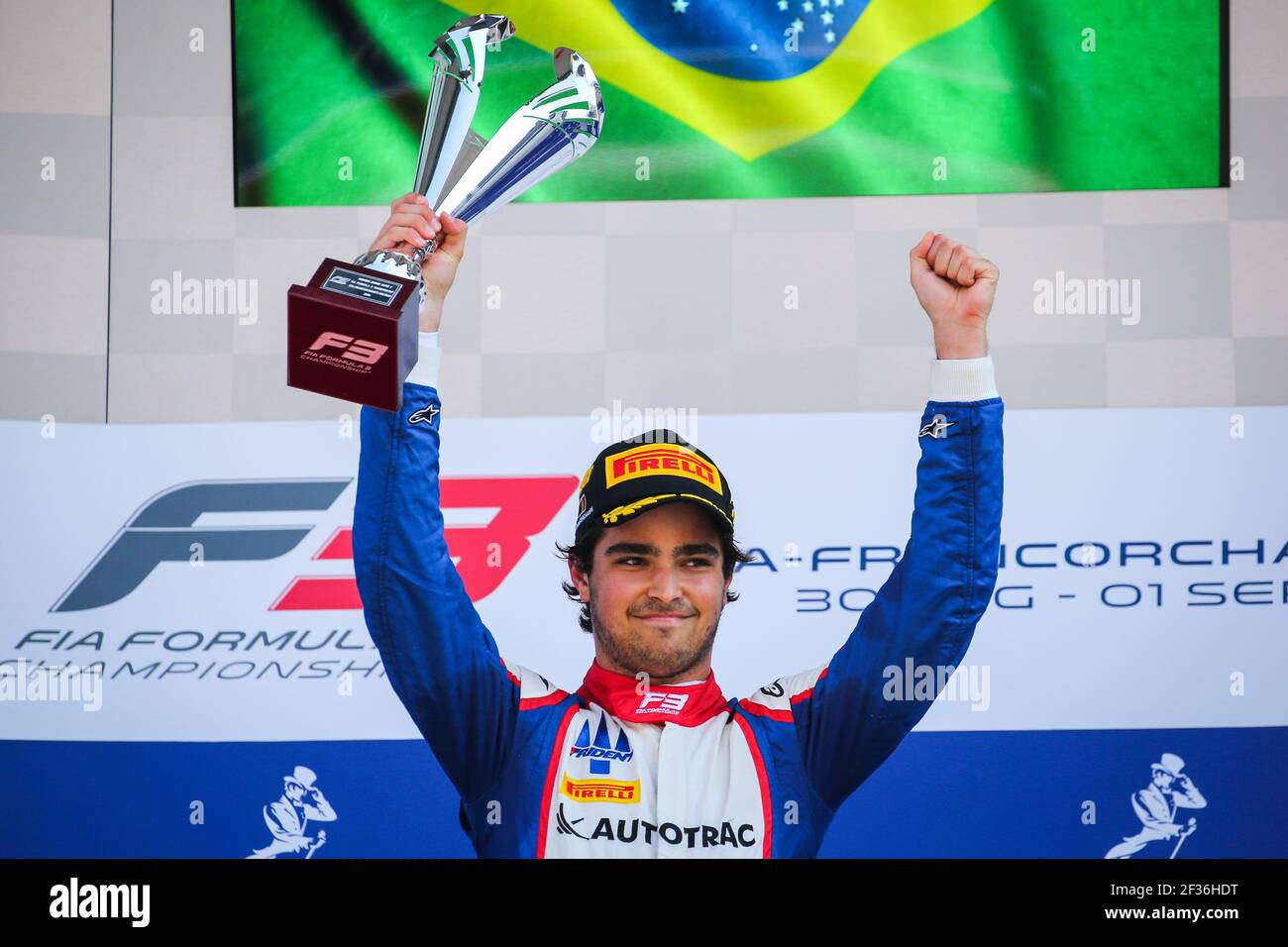 PIQUET Pedro, Trident, portrait, podium during the 2019 FIA F3 ...