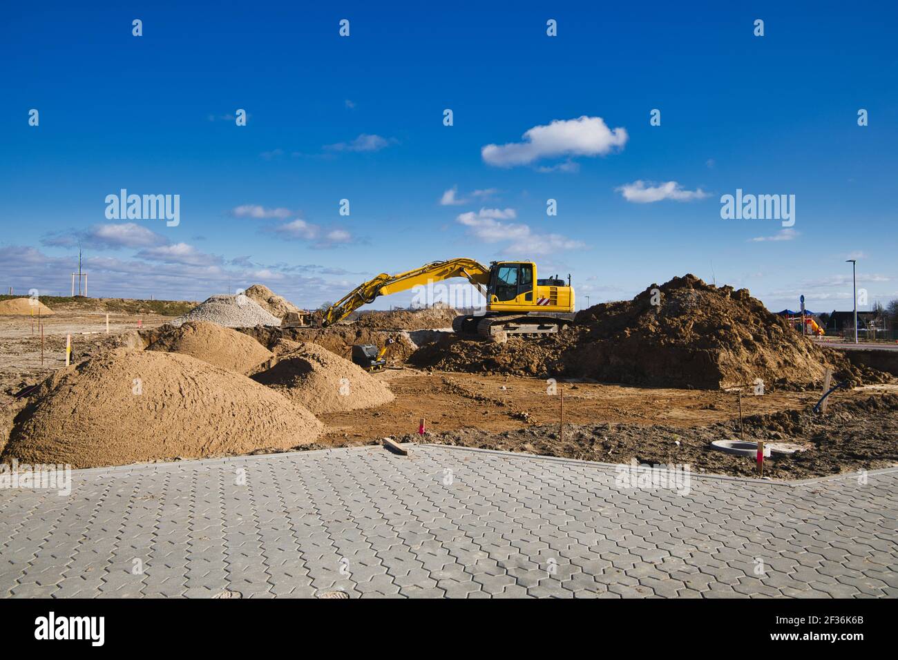 new development area, power shovel,digger, construction vehicle, in ...