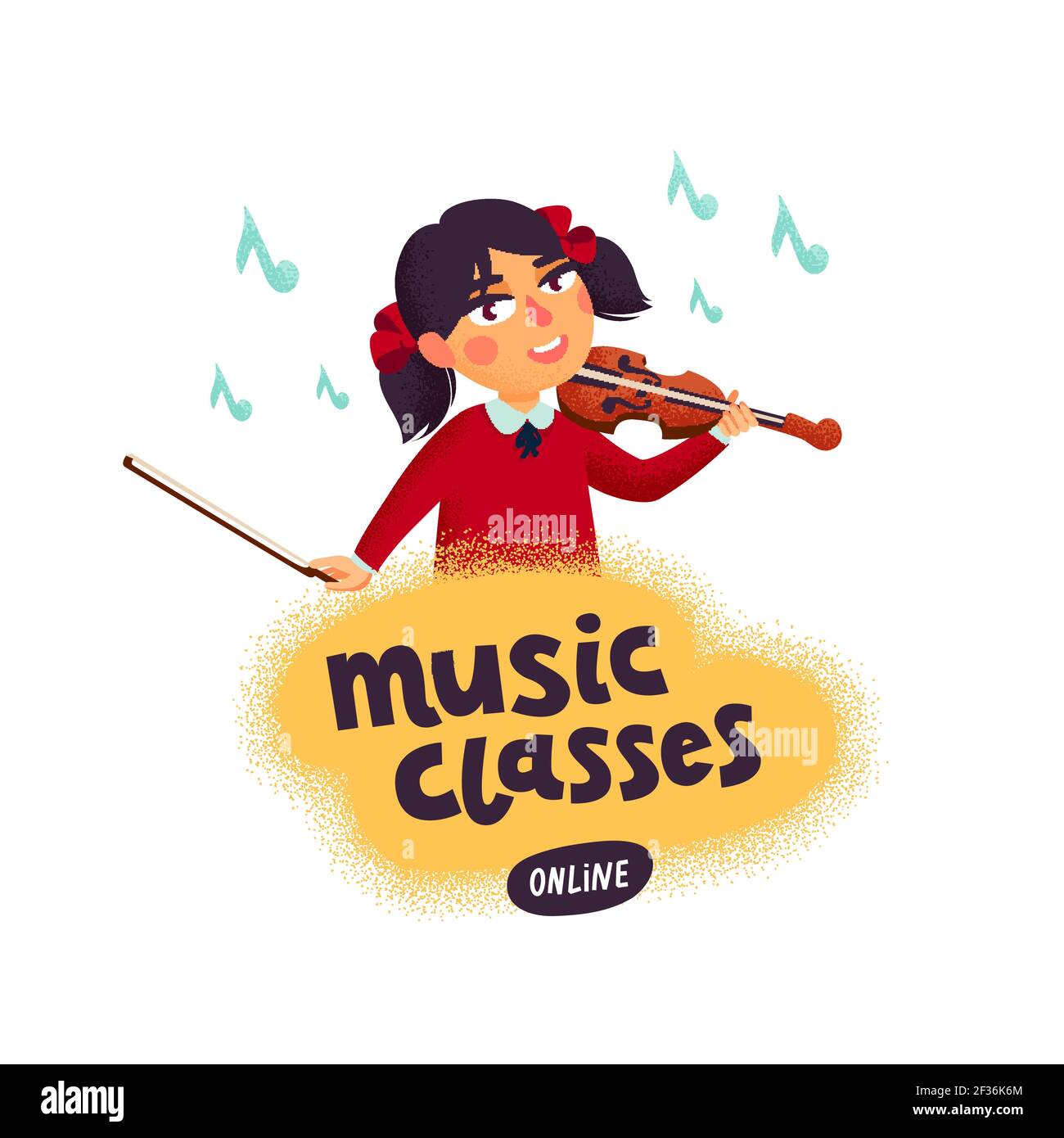Music classes concept. Violinist. Girl character playing violin ...