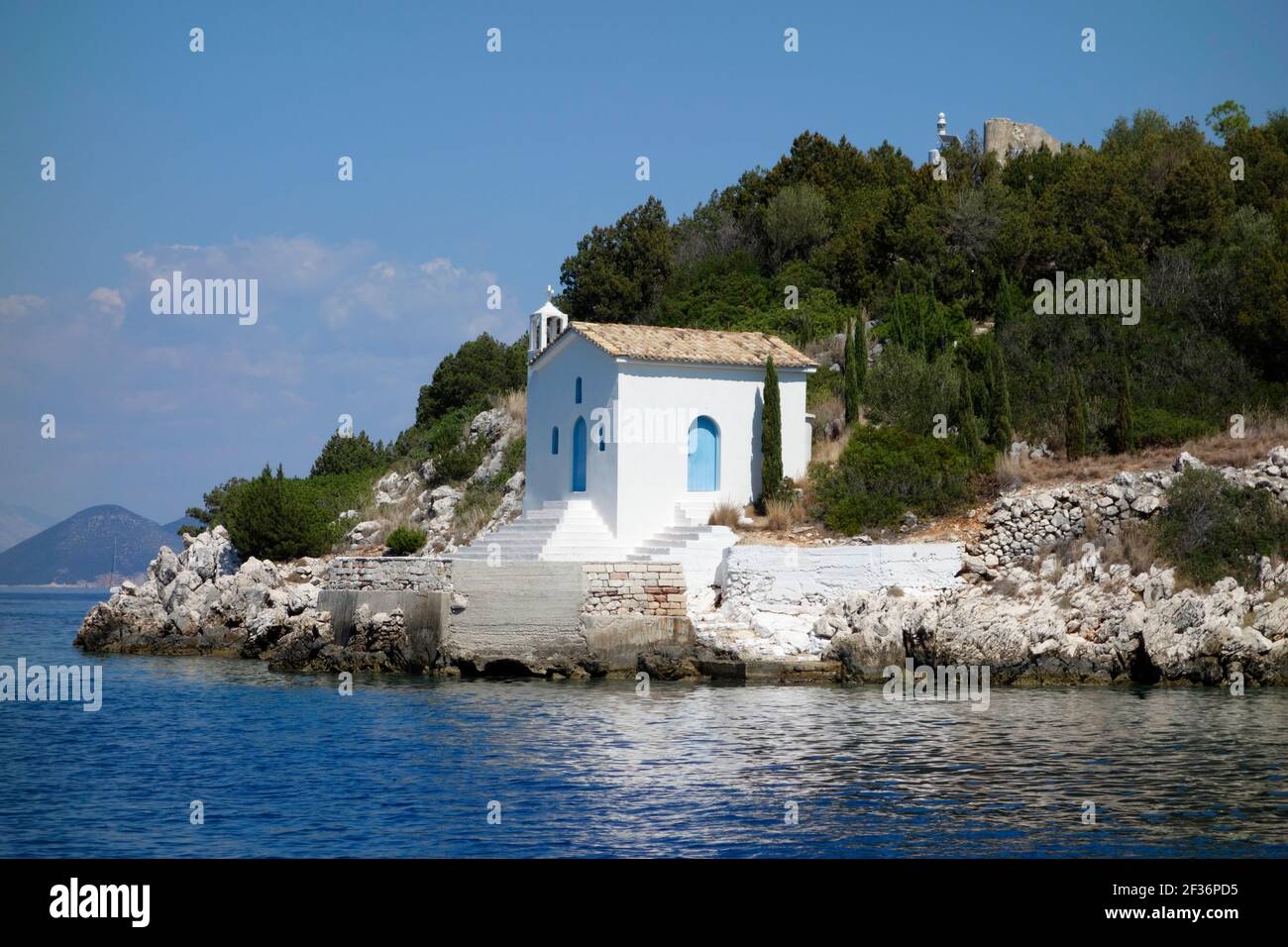 Chapel of St Andrew at the entrance to the harbour of Vathy, Ithaca ...