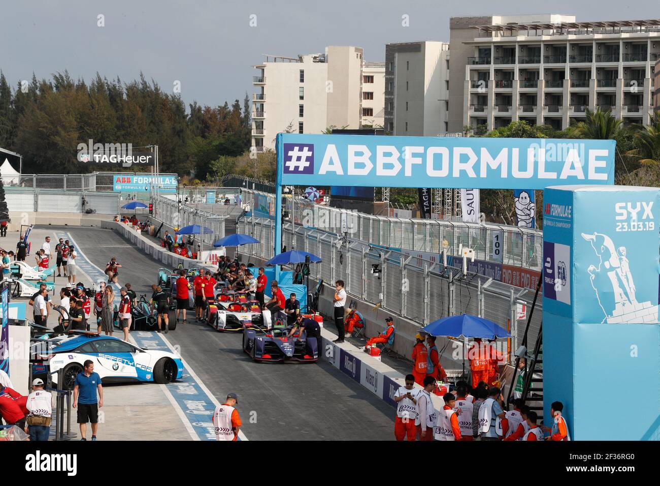 stand pit lane ambiance during the 2019 Formula E championship, at ...