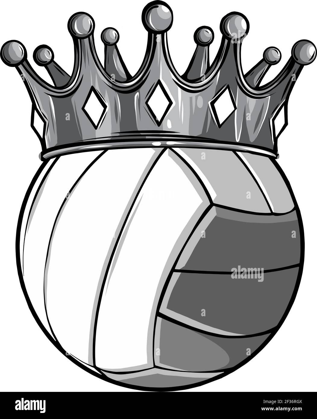 monochromatic Volleyball ball with royal crown. King of sport. Isolated ...