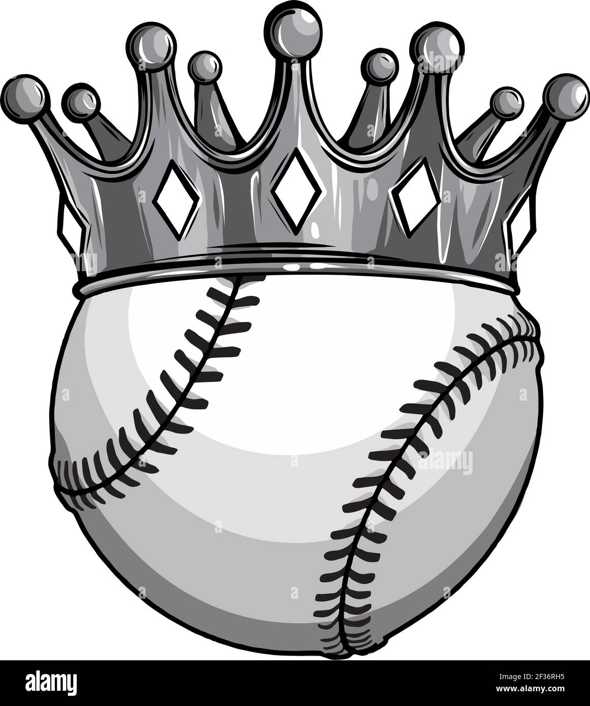 monochromatic King of baseball concept, a baseball ball wearing a gold ...
