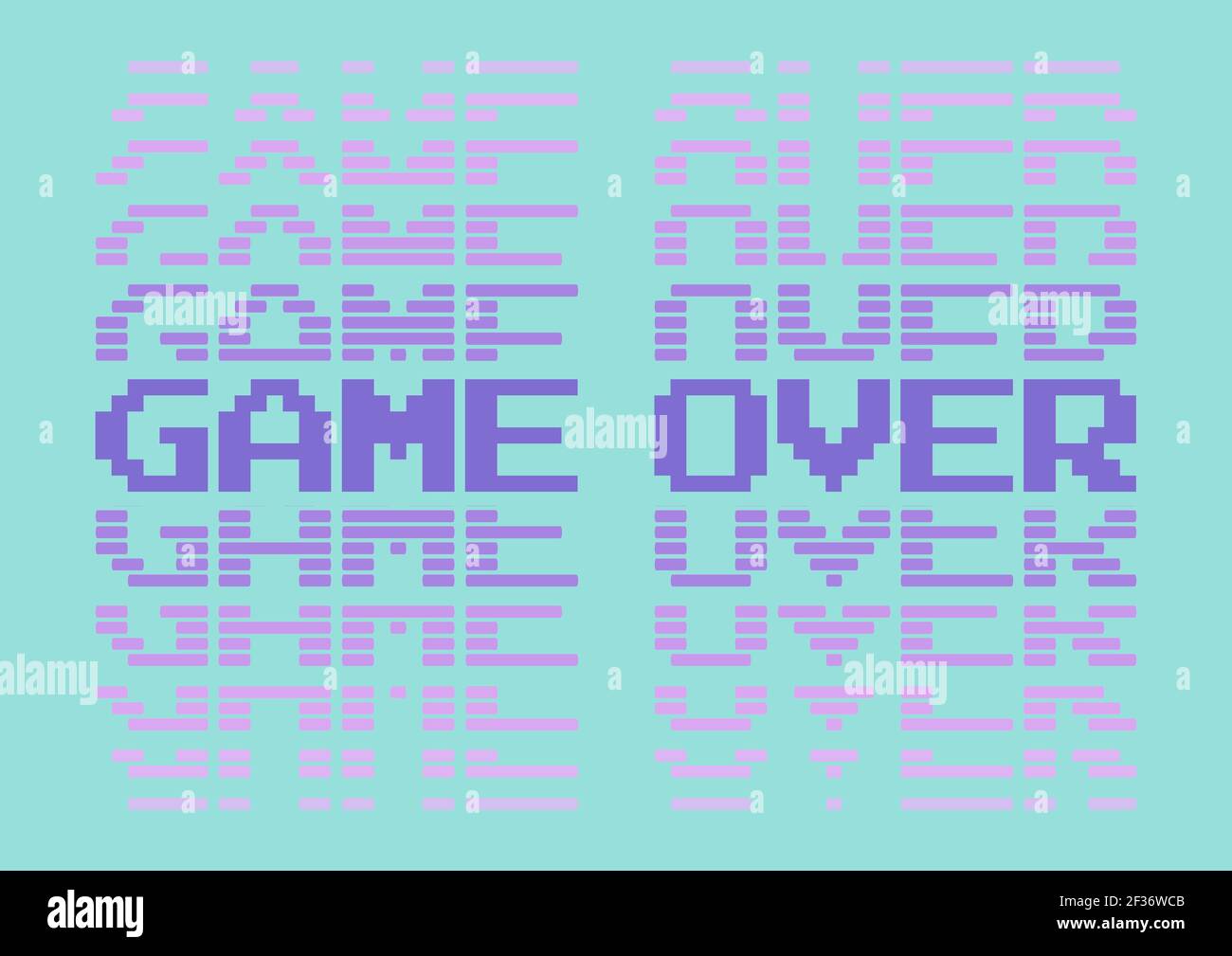 An aqua, pink and purple GAME OVER retro vaporwave style typographical ...
