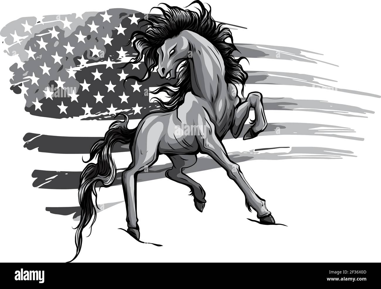 monochromatic American Horse Flag Logo Vector illustration design Stock ...