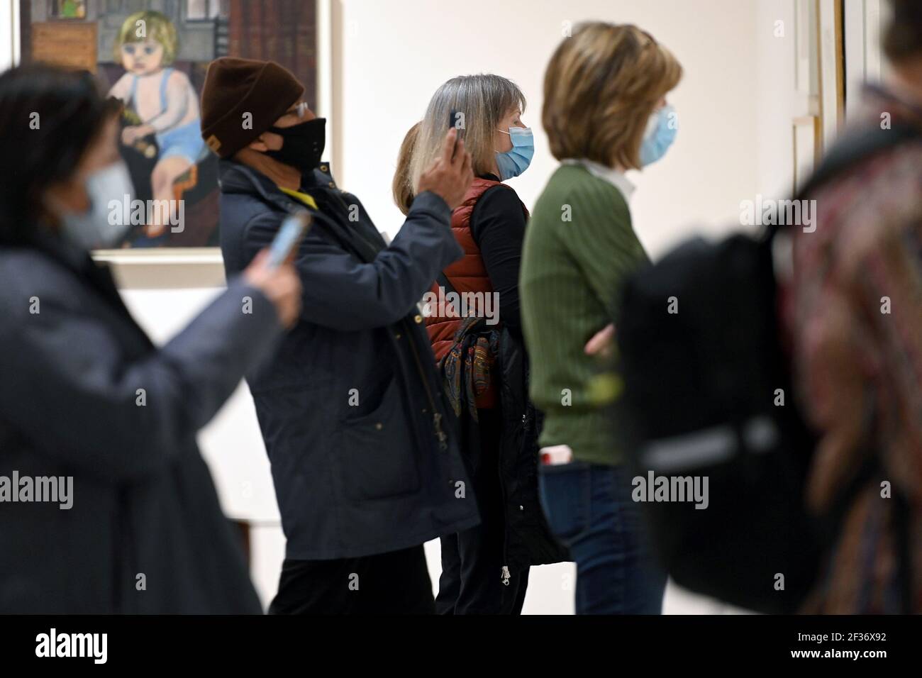 People attend the press preview of artist Alice Neel “People Come First ...