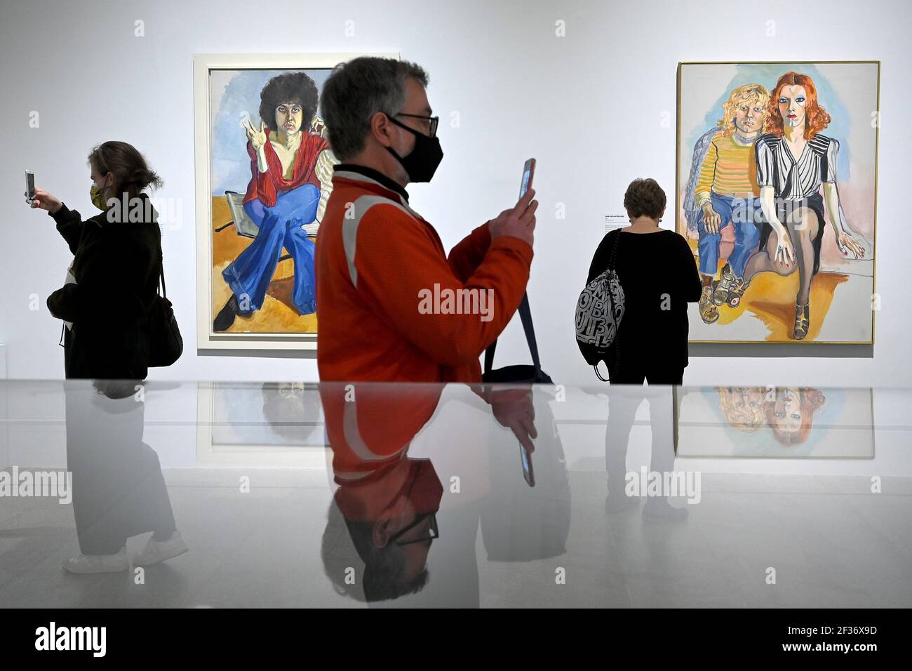 People attend the press preview of artist Alice Neel “People Come First ...