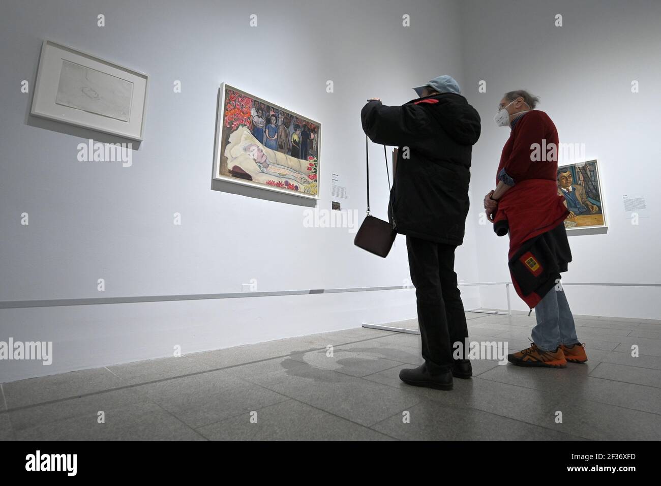 People attend the press preview of artist Alice Neel “People Come First ...