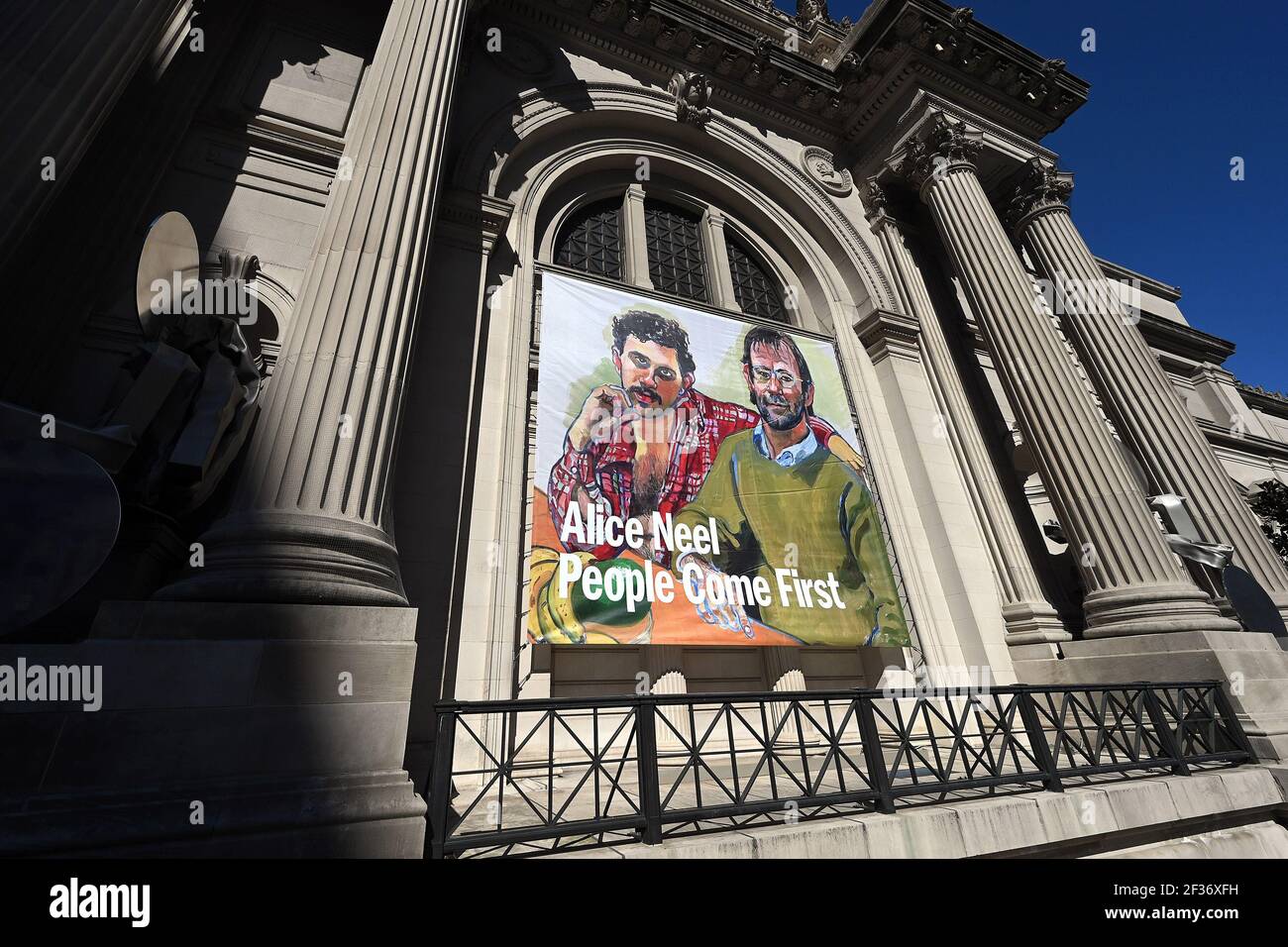 A large poster for the Alice Neel “People Come First” gallery ...
