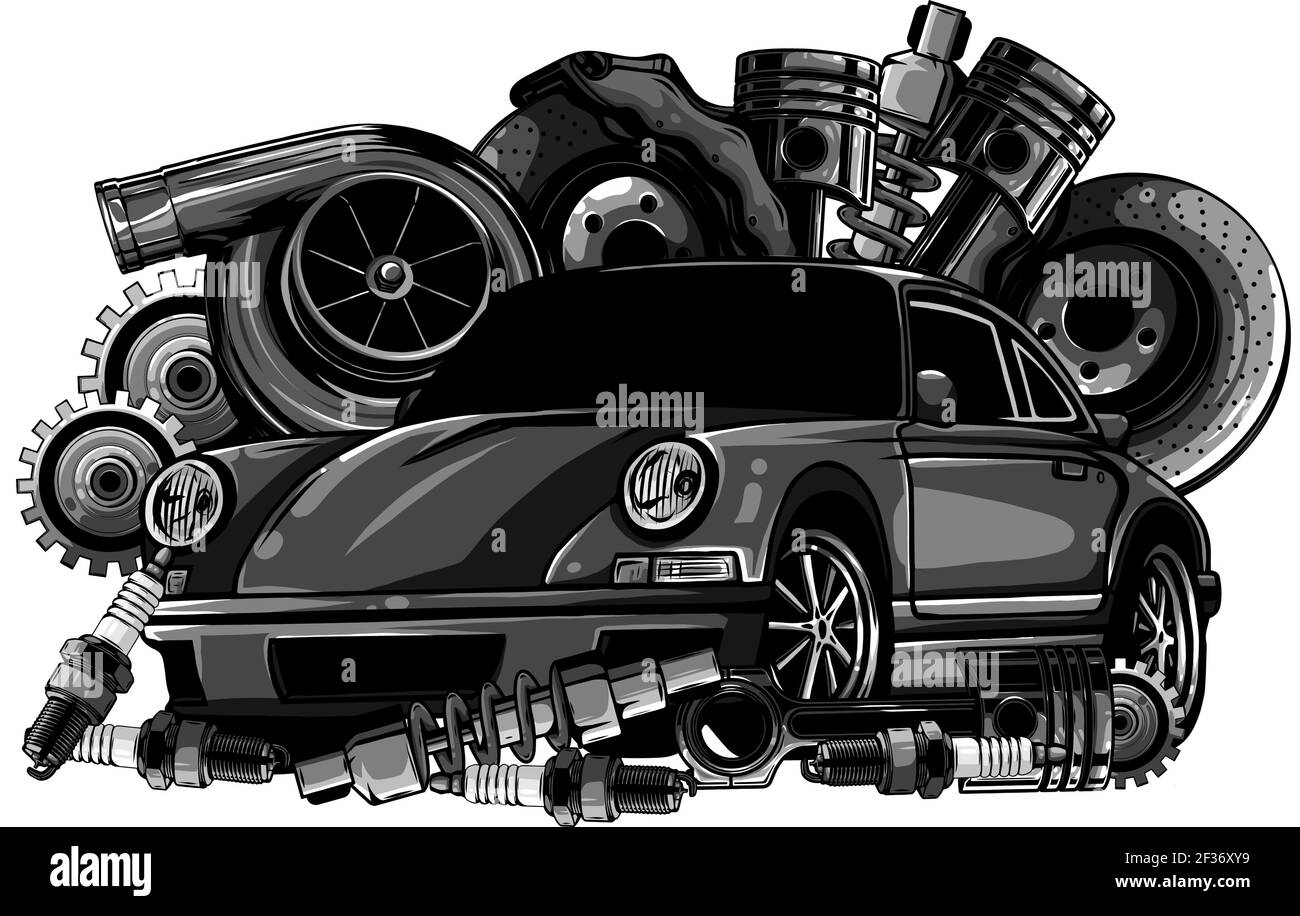 Component retro car Stock Vector Images - Alamy
