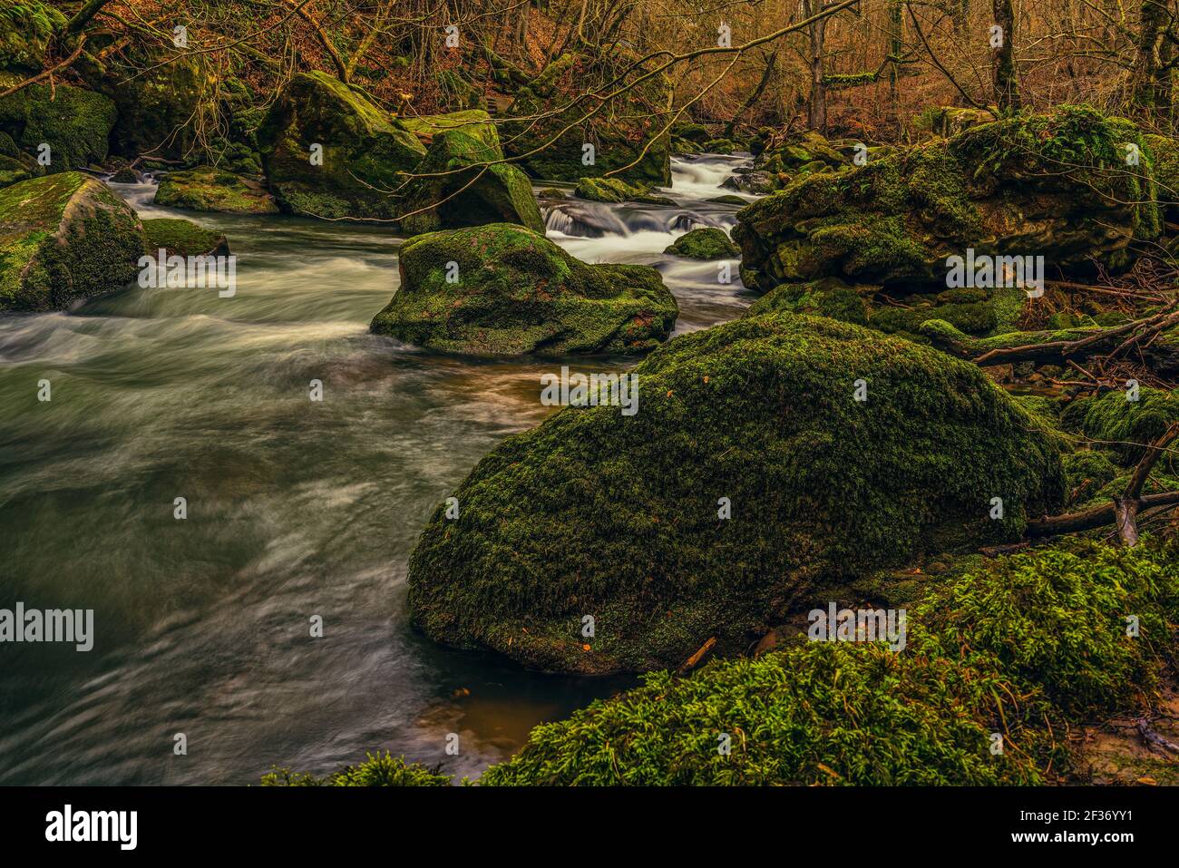 The rapids in the lower reaches of the Prüm near Irrel in the Eifel ...