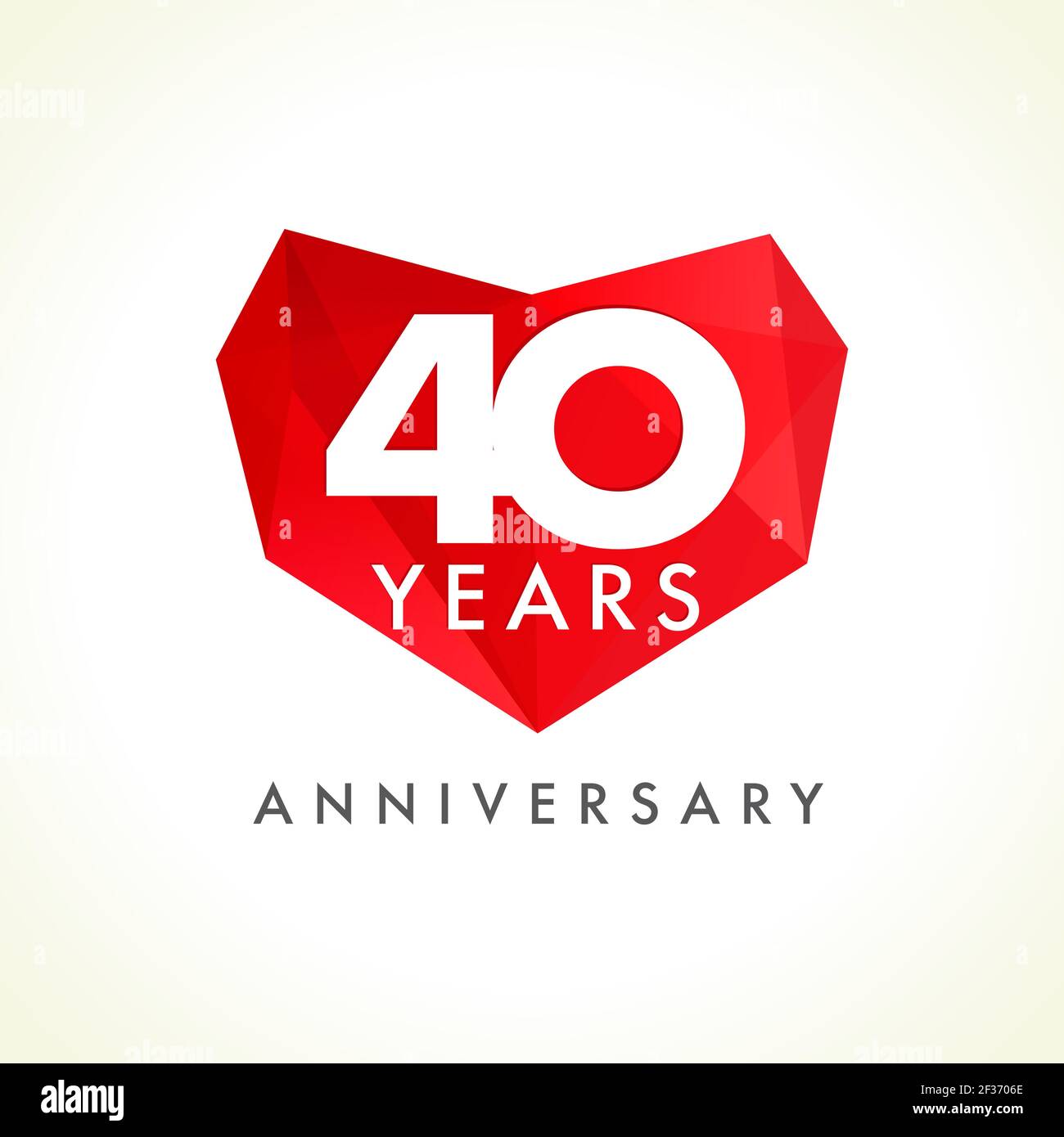 Anniversary 40 years old hearts celebrating vector logo. Birthday ...