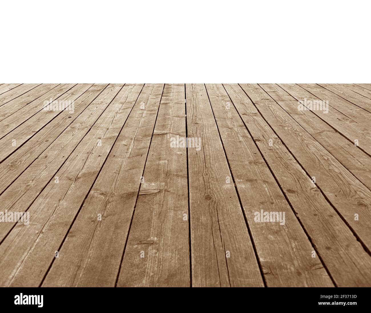 Wooden planks in the form of a pier or platform isolated on white ...