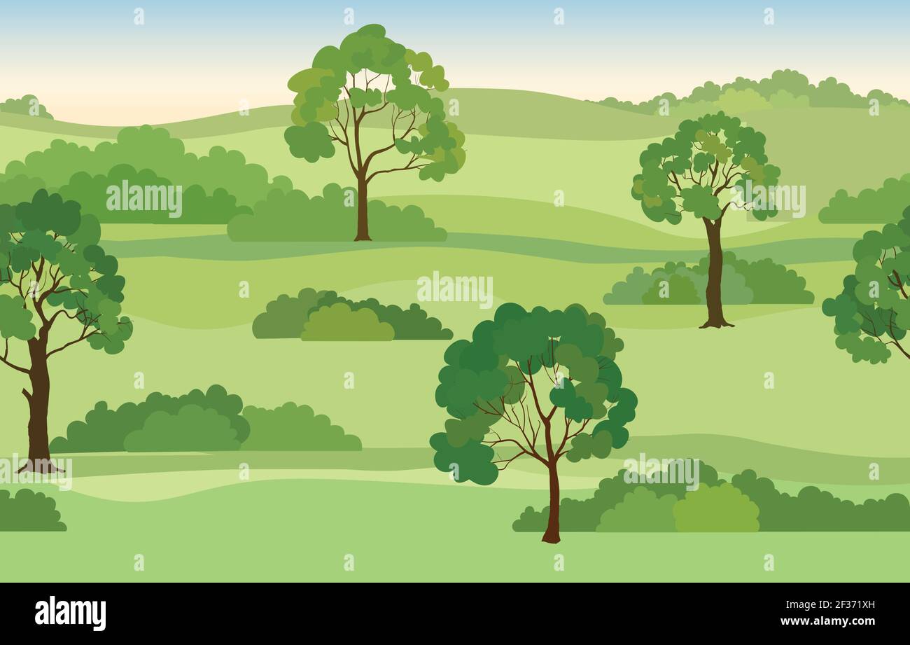 Valley sunny trees silhouette Stock Vector Images - Alamy