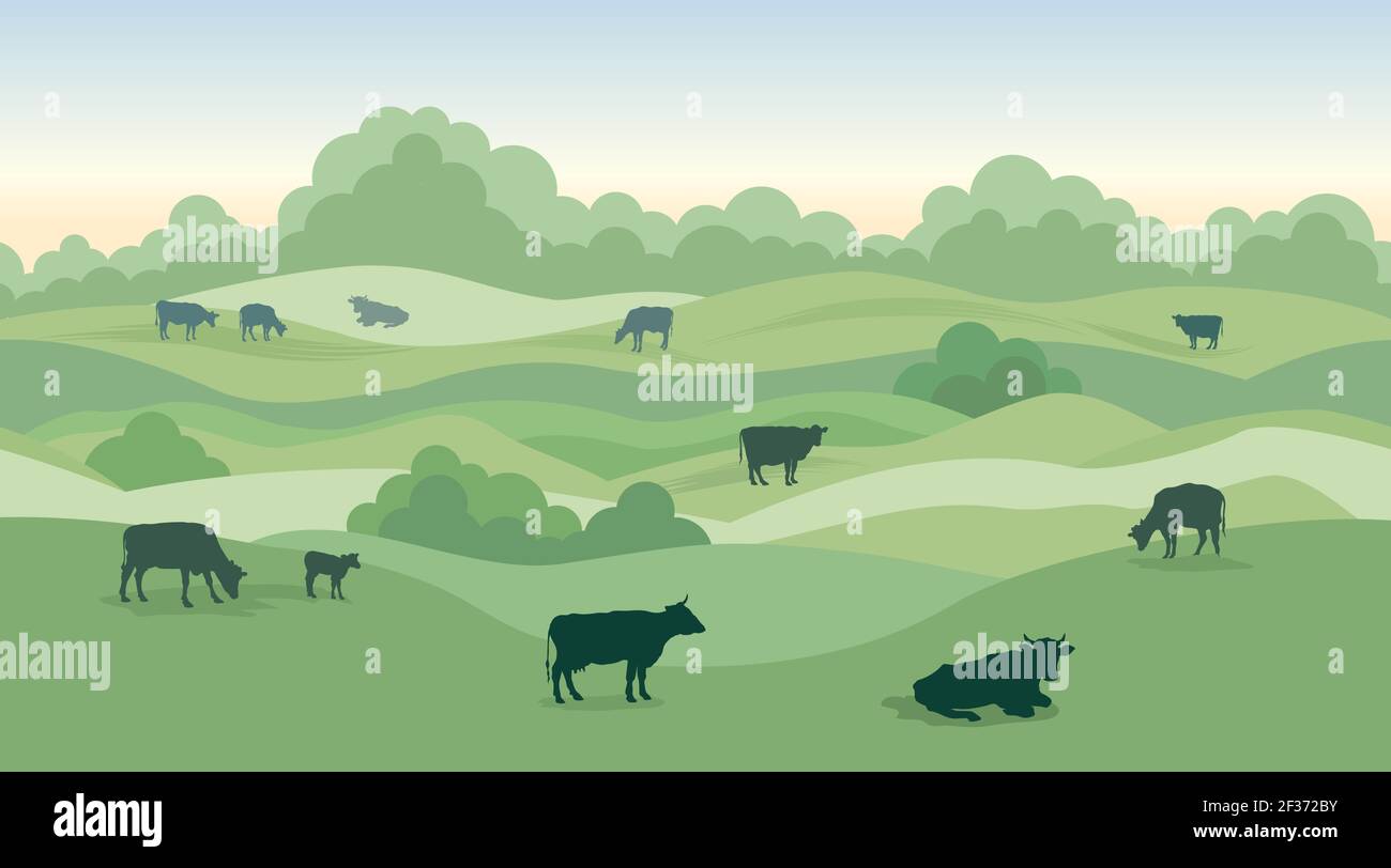 Farm Landscape With Cows