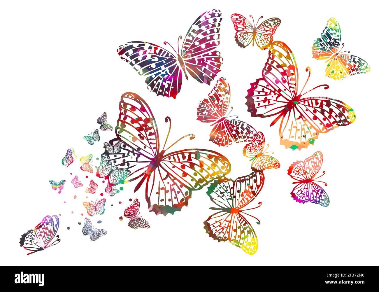 Abstract multicolored butterfly. Mixed media. Vector illustration Stock ...