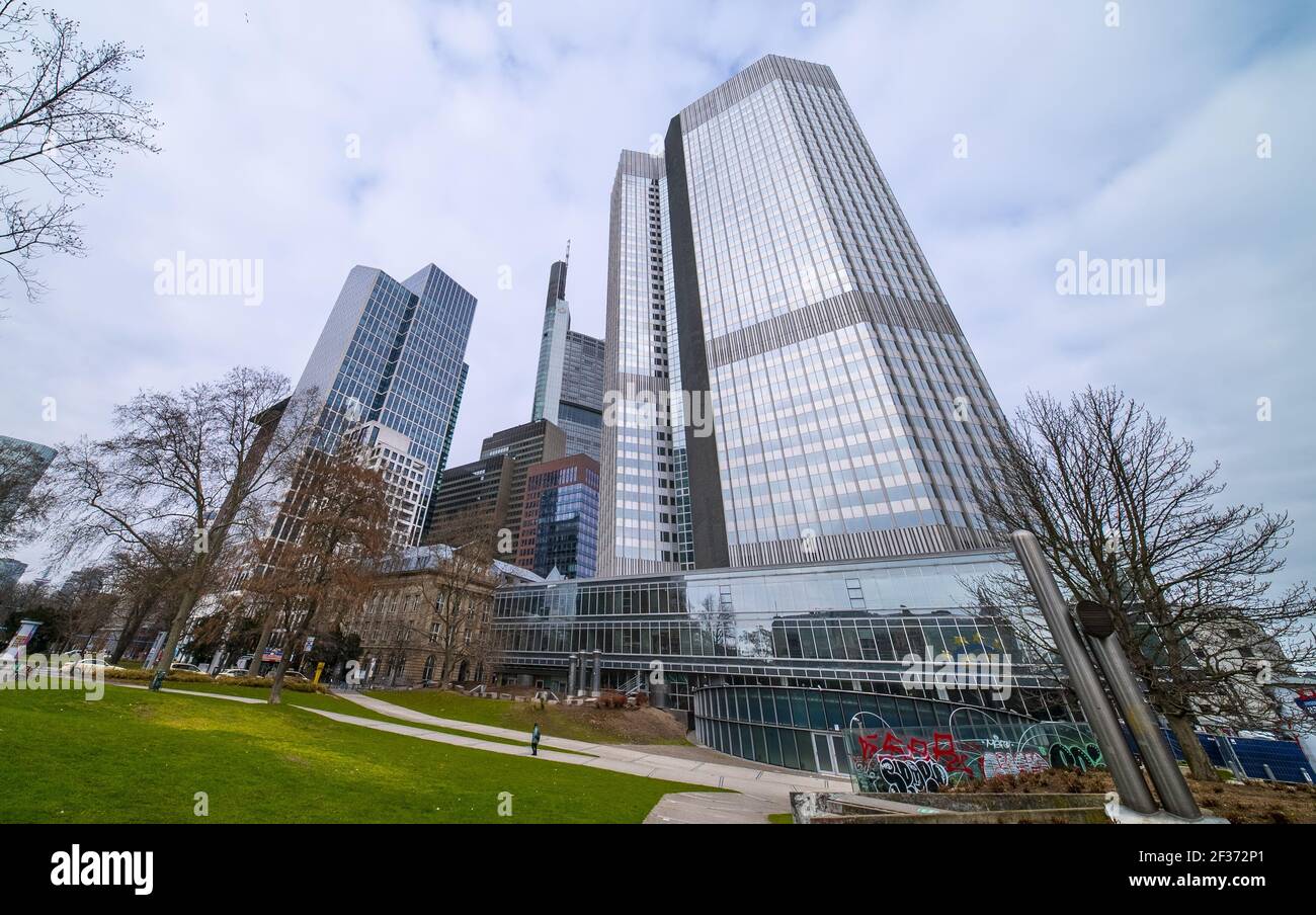 Willy Brandt Square in the financial district of Frankfurt Germany ...